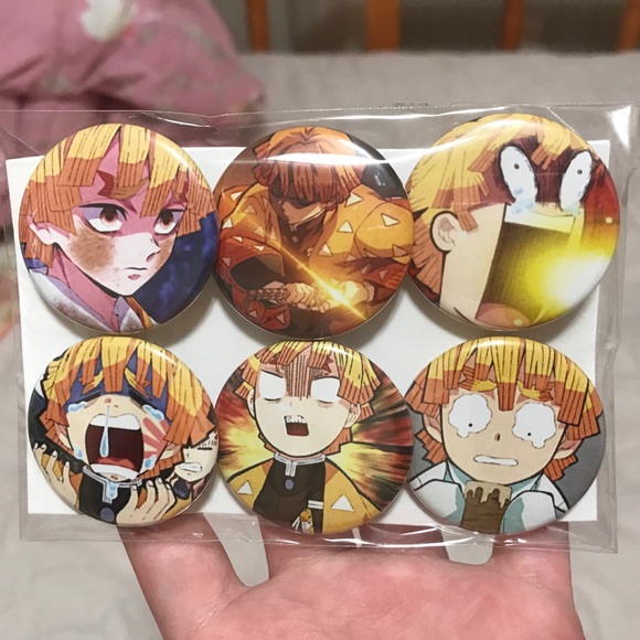 Hand Crafted | Jewelry | Demon Slayer Zenitsu Agatsuma Pinback Bu ...